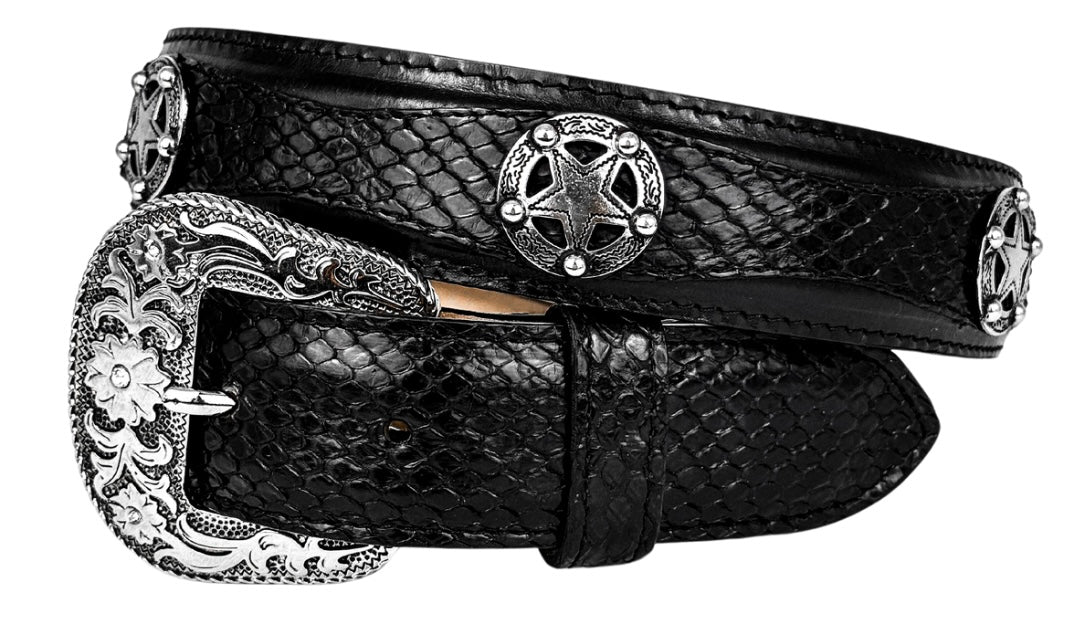 BLACK PYTHON/LEATHER WESTERN BELT – LuxxeMx